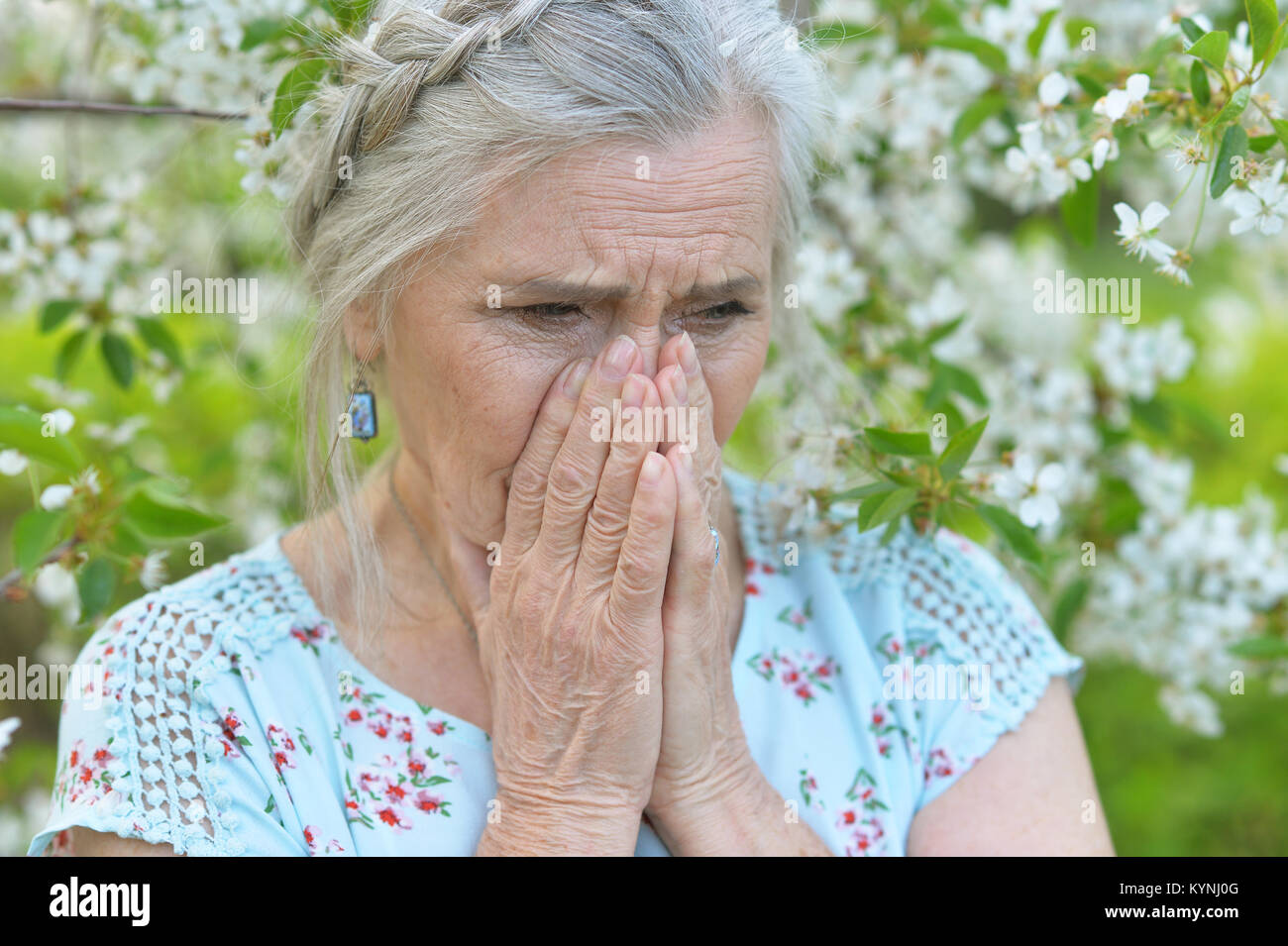 sad senior beautiful woman Stock Photo - Alamy