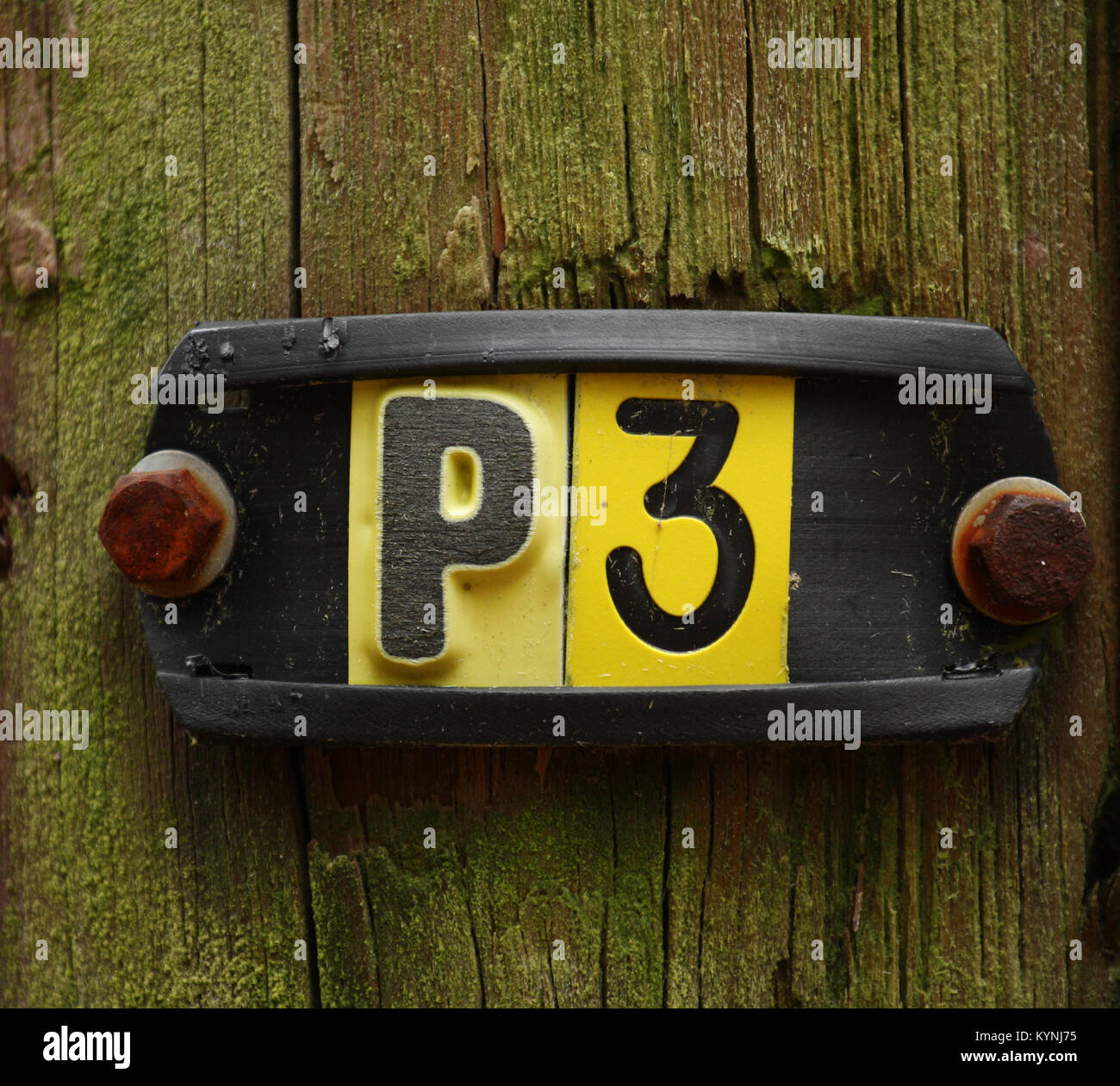 Sign denoting P3 affixed to a utility pole Stock Photo - Alamy