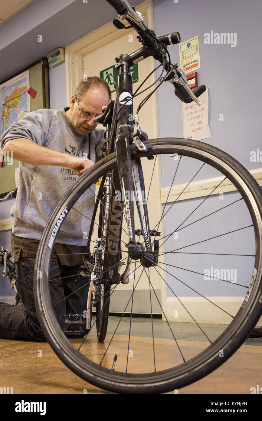 Bicycle maintenance workshop, London Borough of Haringey, London 2015 ...