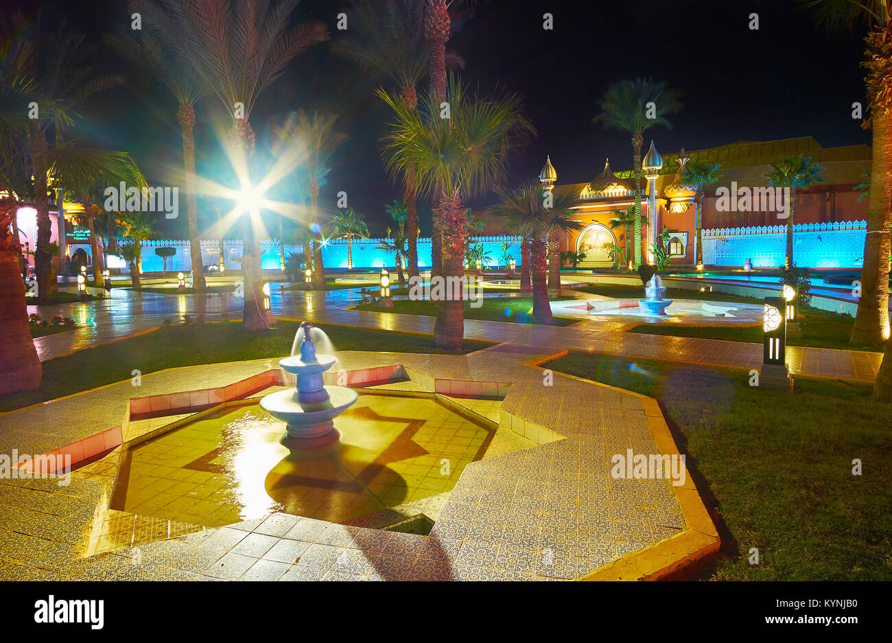 The scenic fountain, decorated with al Quds star - famous Islamic ...
