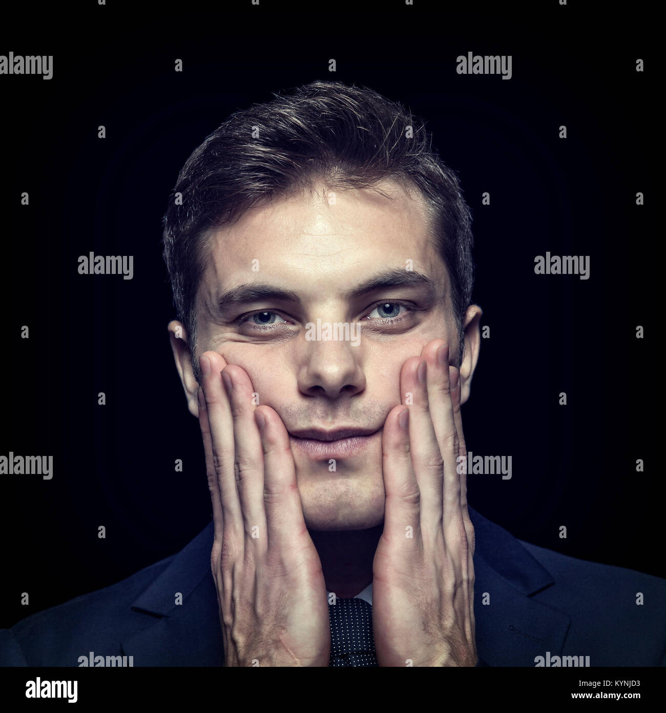 tired man portrait studio shot Stock Photo - Alamy