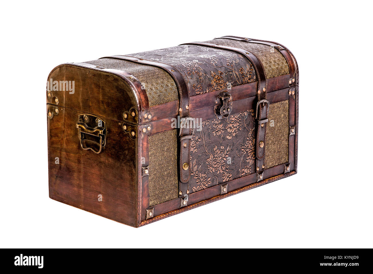 isolated antique wood coffer on white Stock Photo - Alamy
