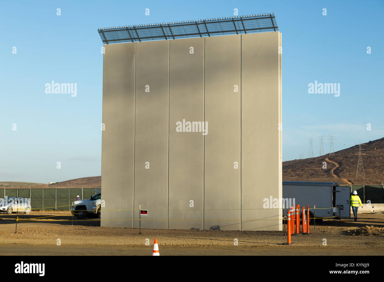 Ground-level views show the progress of the U.S. Border Wall Prototype ...
