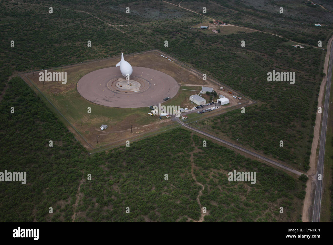 The Tethered Aerostat Radar System (TARS) in Eagle Pass, TX, is used by ...