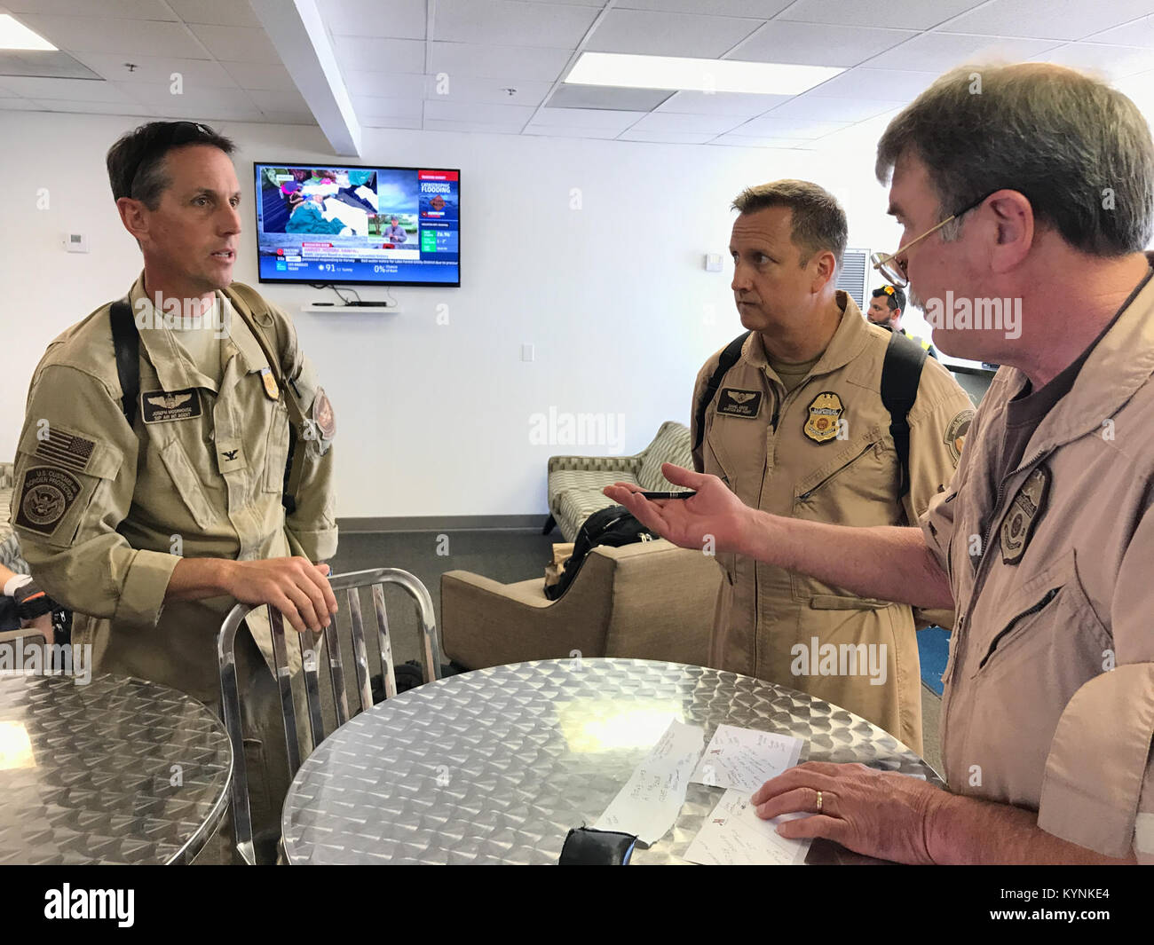 A CBP Air and Marine Operations aircrew recieves an operations pre ...