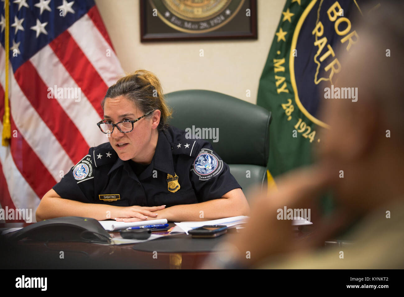 Diane Sabatino, Director of CBP's Miami/Tampa Field office, leads a ...