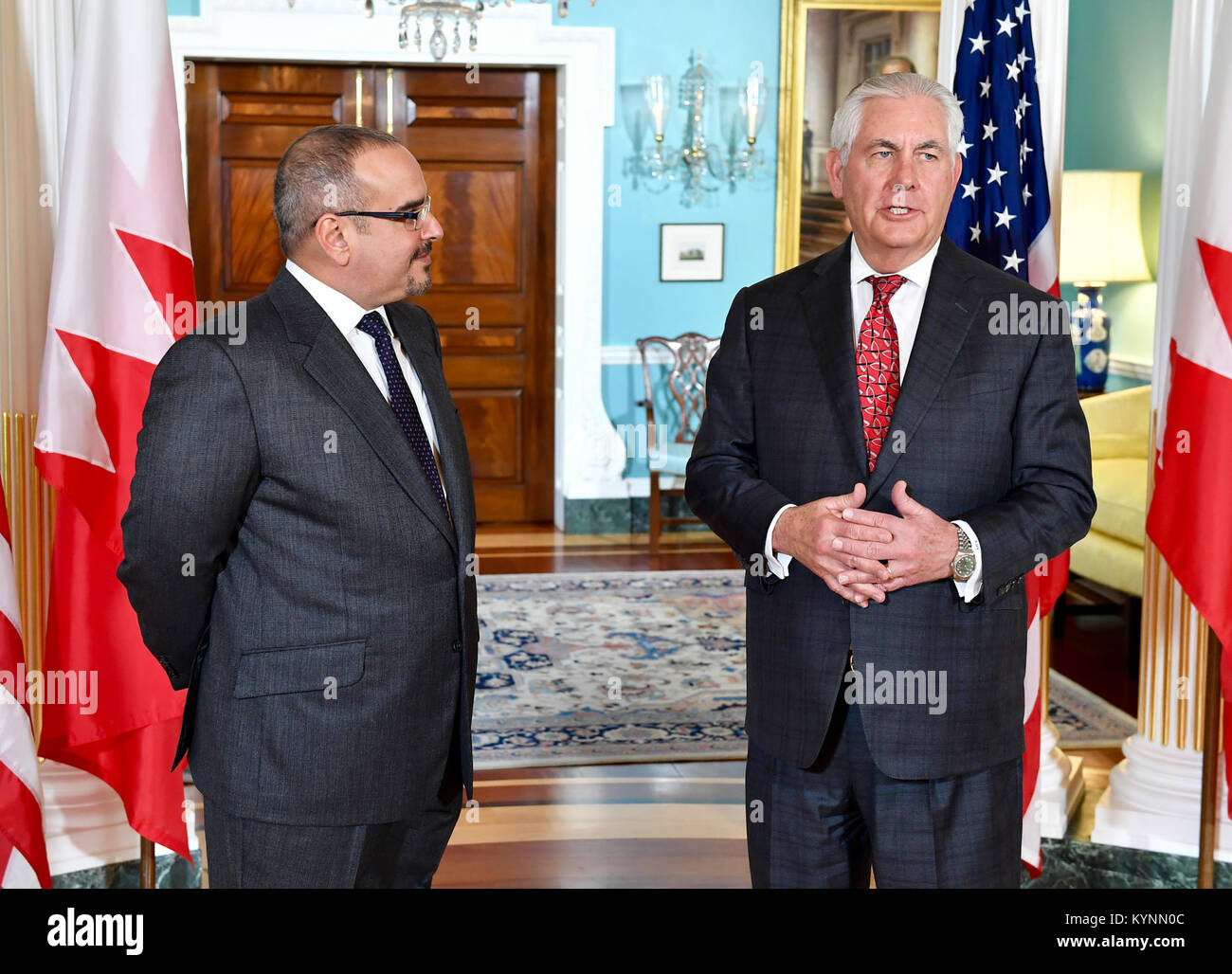 Rex Tillerson and Bahraini Crown Prince Salman bin Hamad Al Khalifa ...