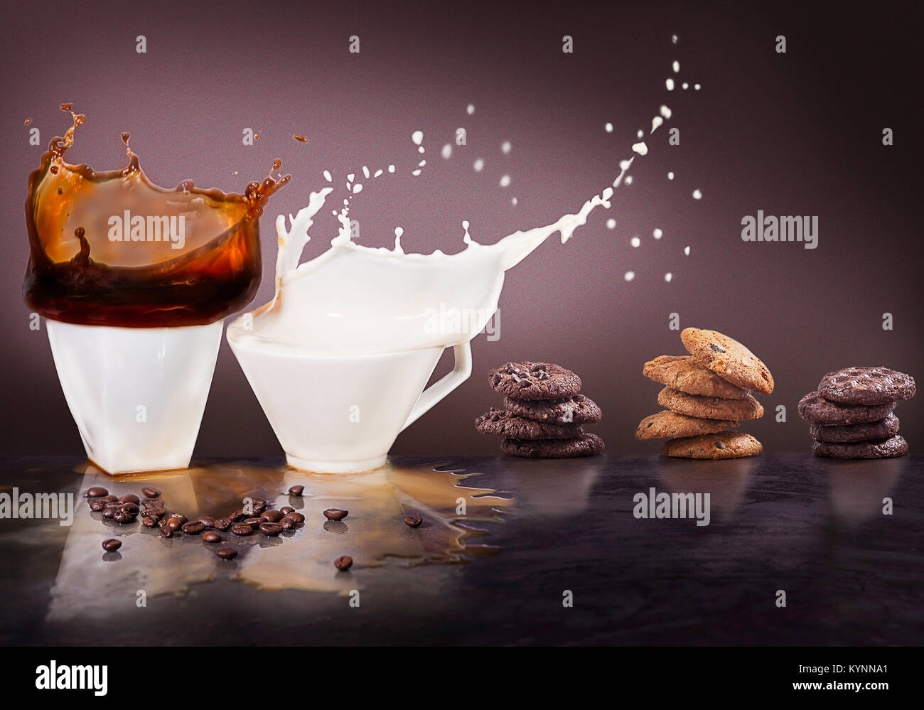 coffee and milk dancing Stock Photo - Alamy