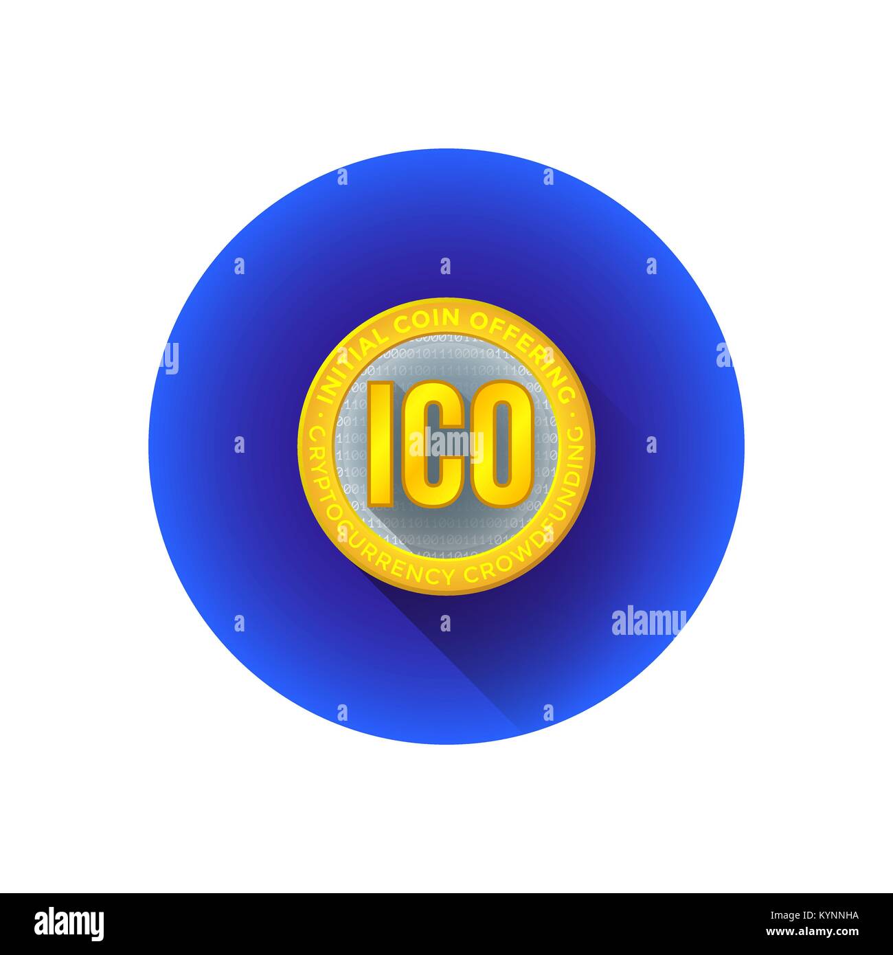 vector gold color realistic design ICO initial coin offering symbol ...
