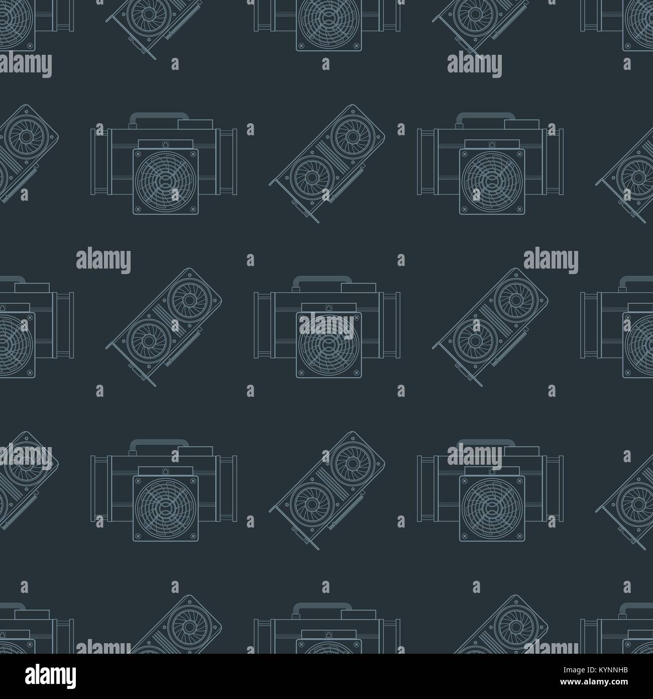 Vector Monochrome Outline Style Design Gpu Mining Graphic Processing