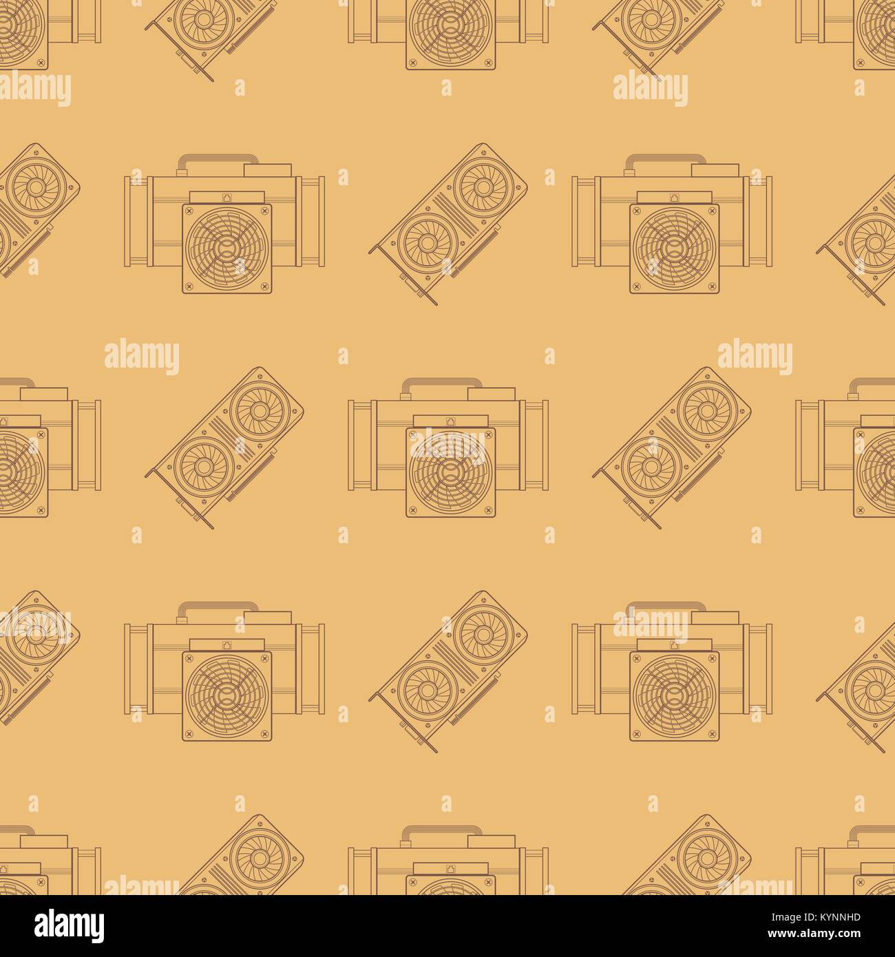 Vector Monochrome Outline Style Design Gpu Mining Graphic Processing Units And Asic Crypto