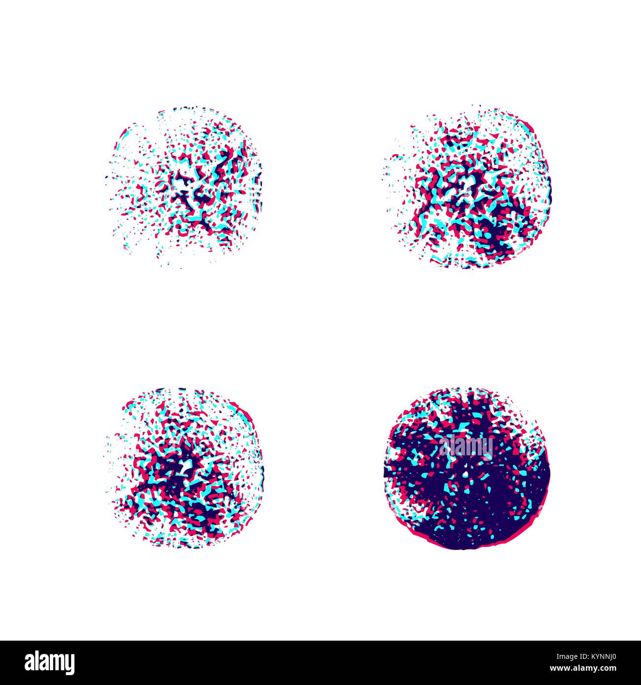 vector hand drawn anaglif style various paint strokes smears decorative ...