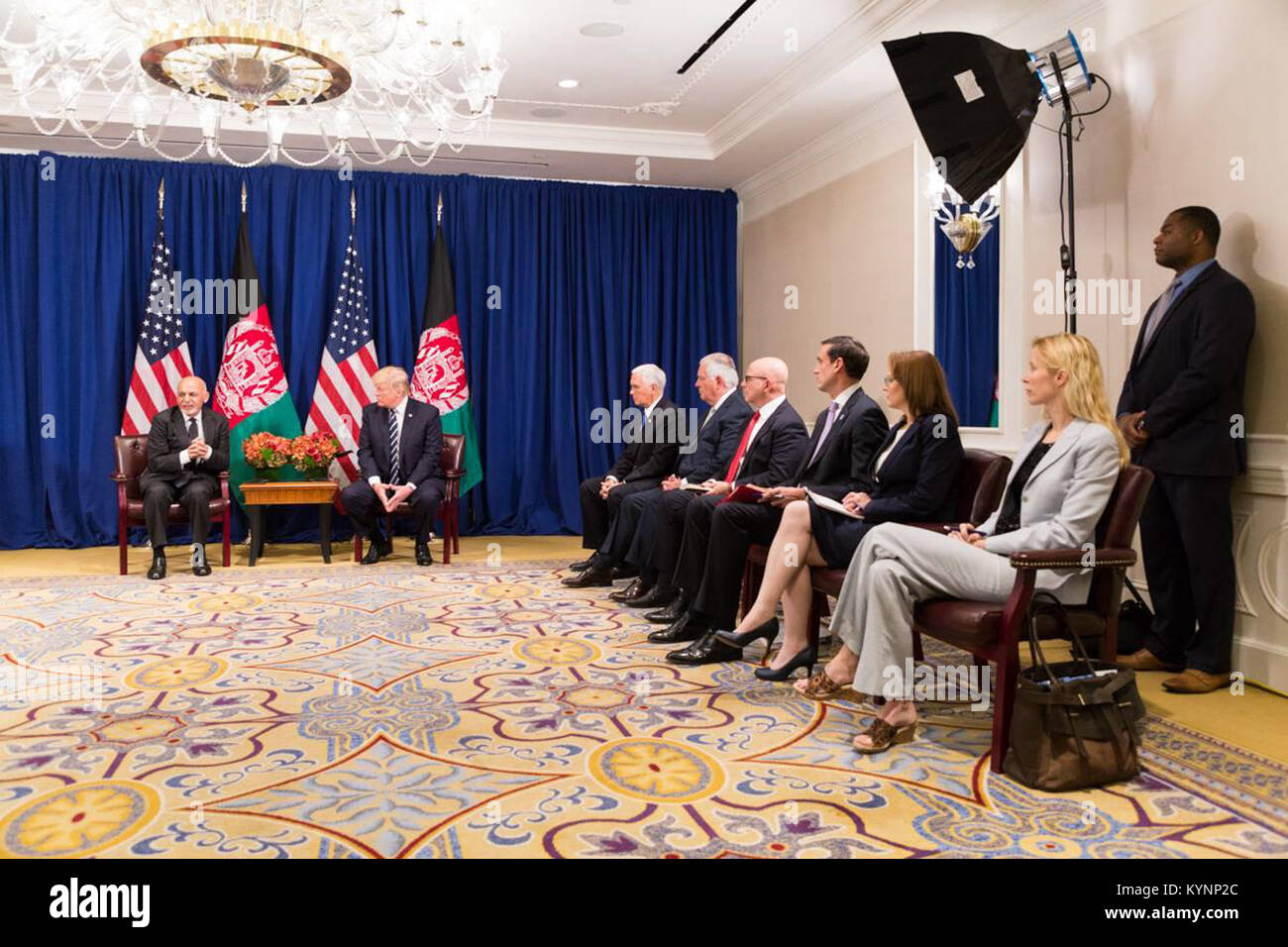 President Donald Trump met with Afghan President Ashraf Ghani at the ...
