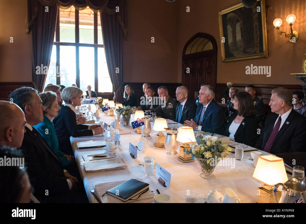 Secretary Rex Tillerson, along with James Carouso and James Mattis ...