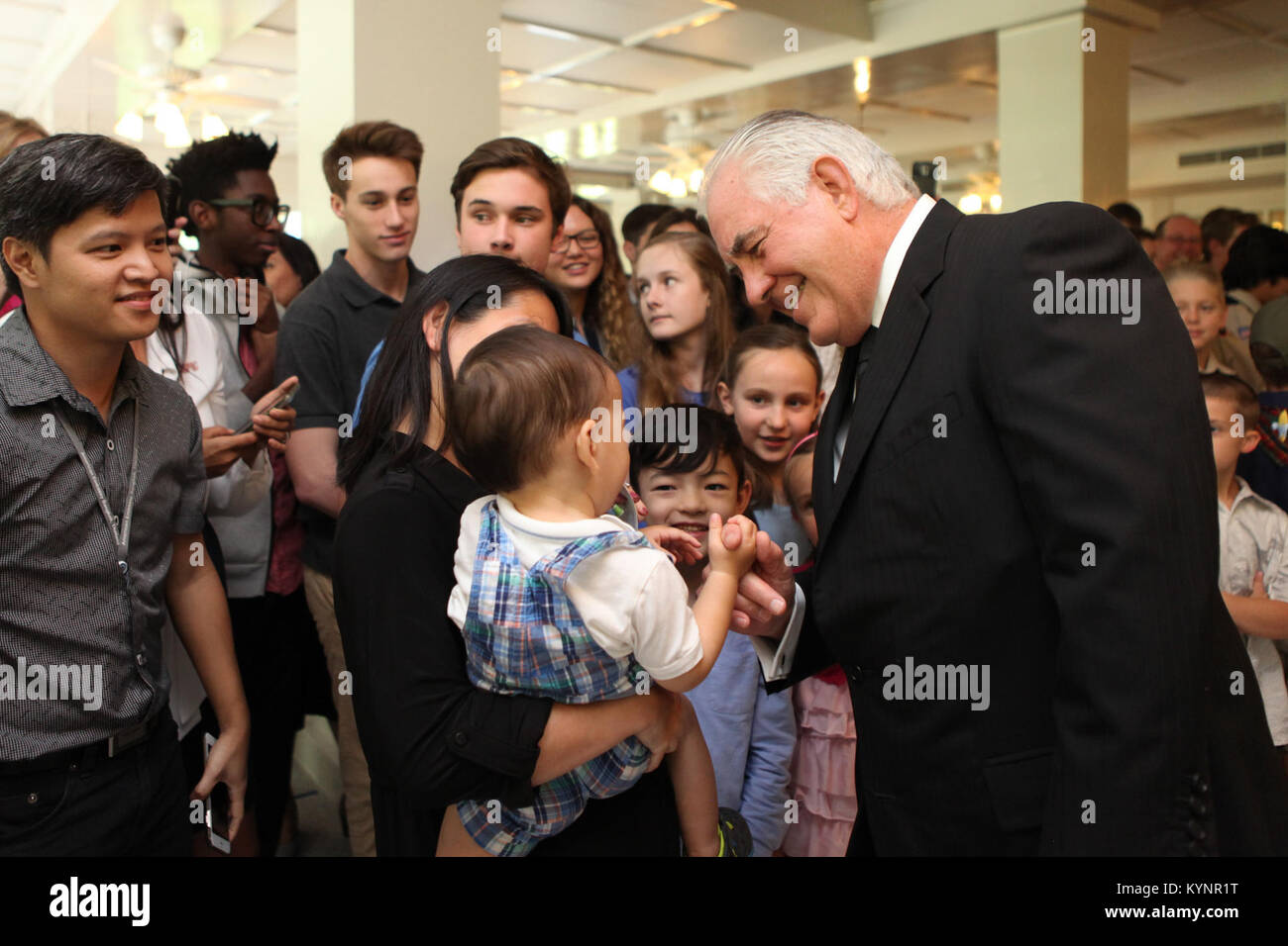 Secretary of State Rex Tillerson greeted U.S. Embassy colleagues and ...