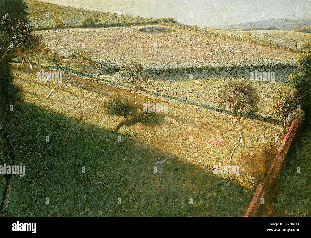 Balthus - great landscape with trees the triangular field -1955 Stock ...