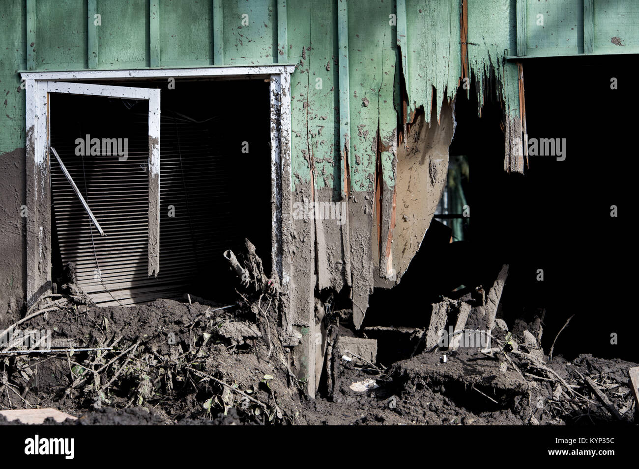 Montecito, California, USA. 15th Jan, 2018. The damage done to a home ...