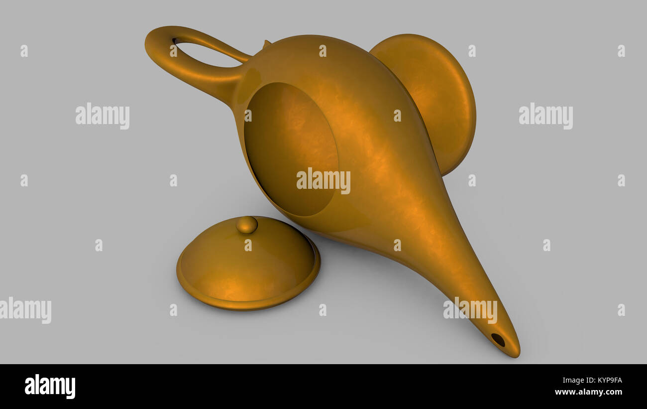 Aladdin magic lamp background illustration. 3D render Stock Photo - Alamy