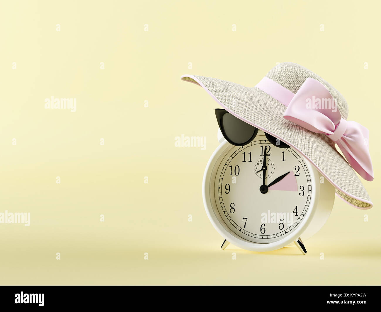 clock changing from winter to summer time. summertime concept. 3d ...