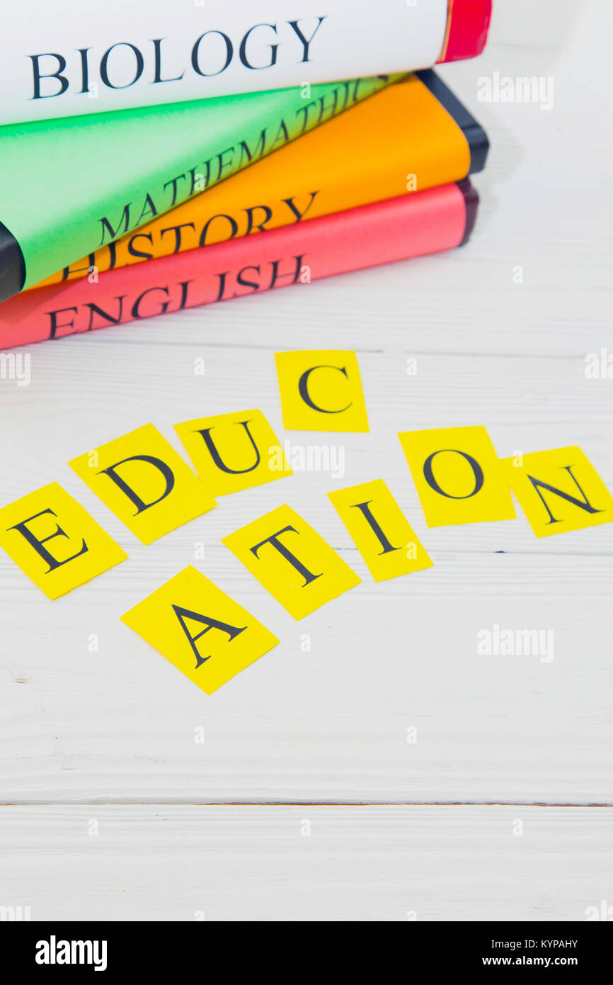 Education concept with student's books Stock Photo - Alamy