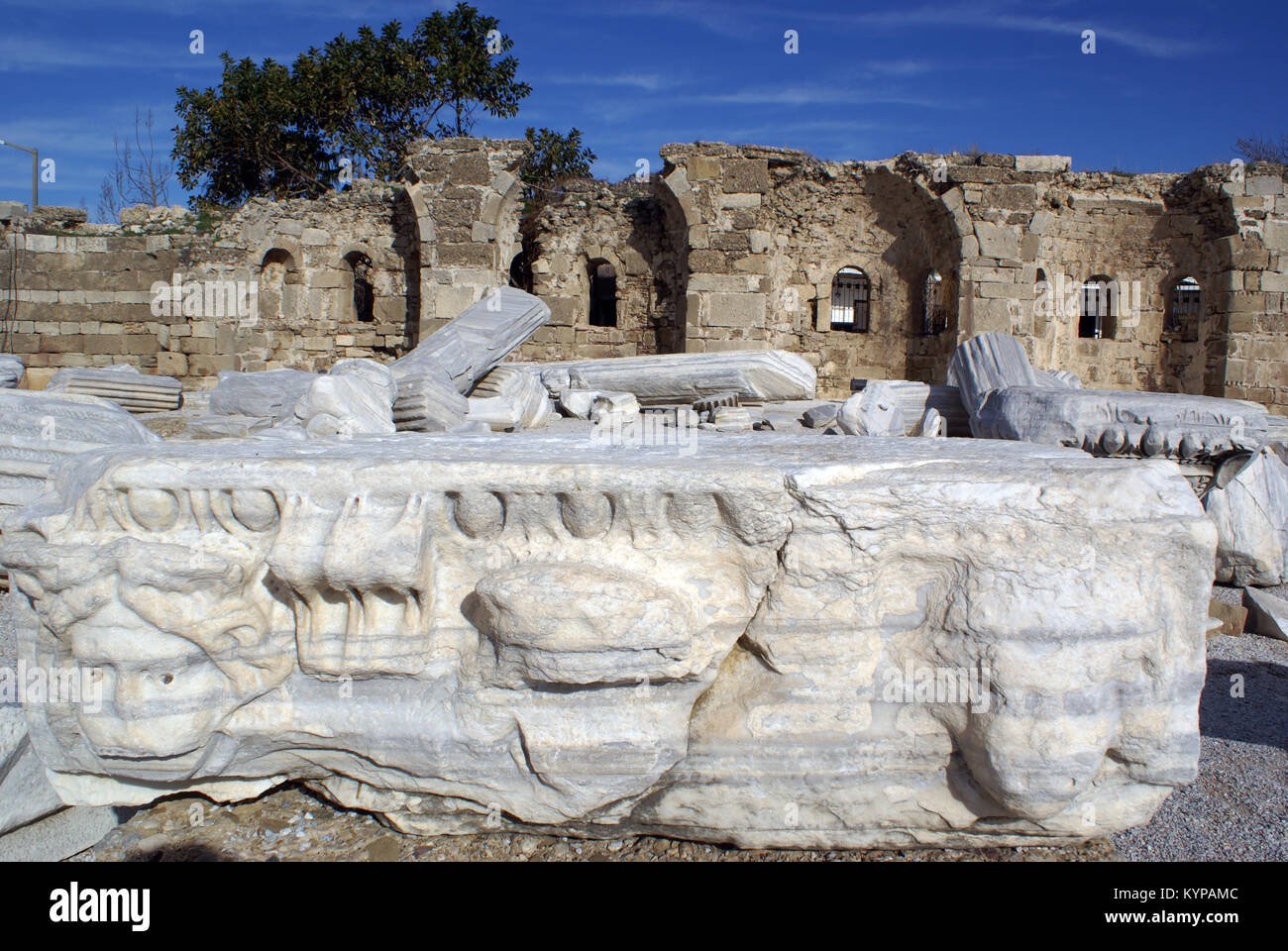 Marble and ruins in Side, Antalya, Turkey Stock Photo - Alamy