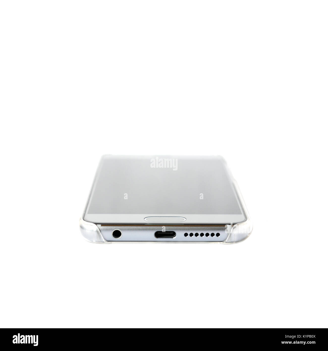 White silver smartphone bottom isolated Stock Photo - Alamy