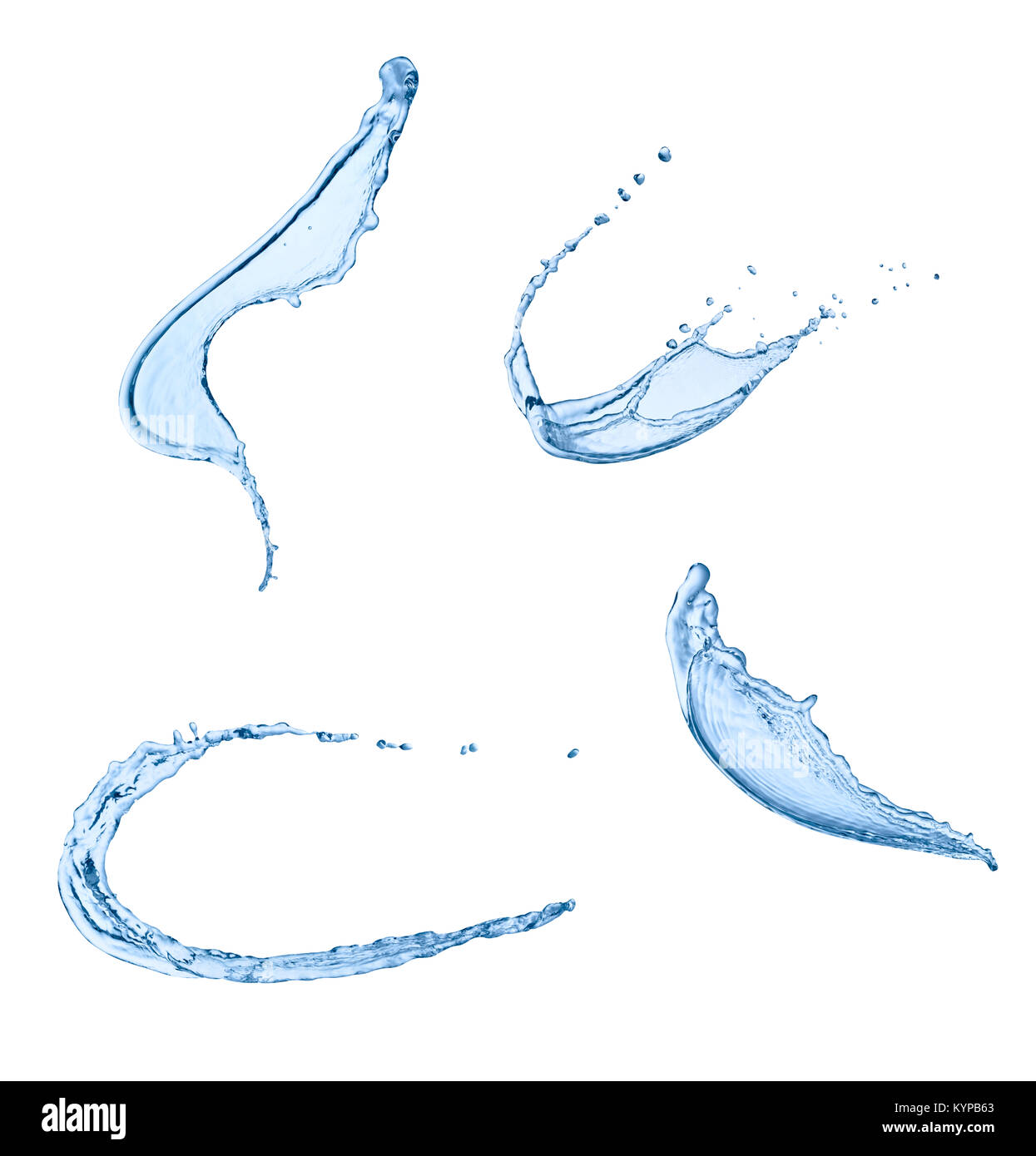 collection of various water splashes on white background. each one is ...