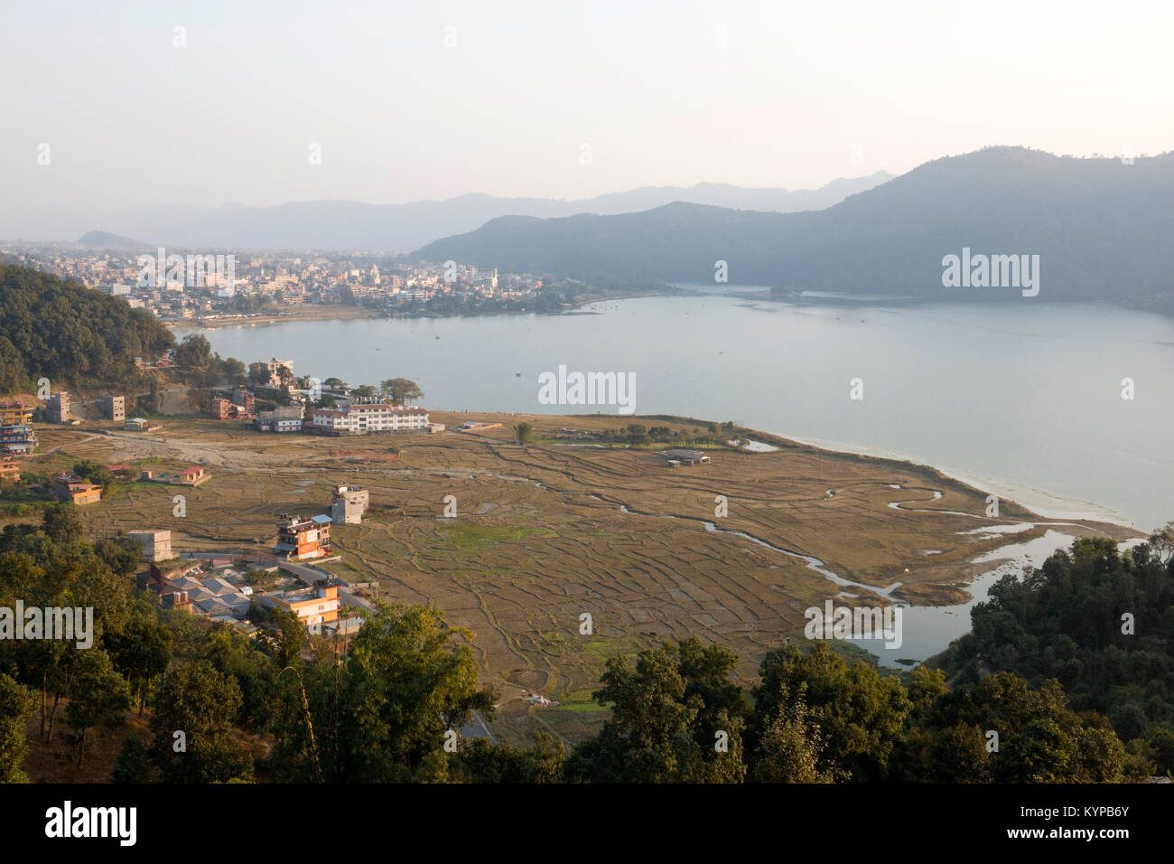 Scenic view of Phewa Lake and Pokhara, Nepal Stock Photo - Alamy