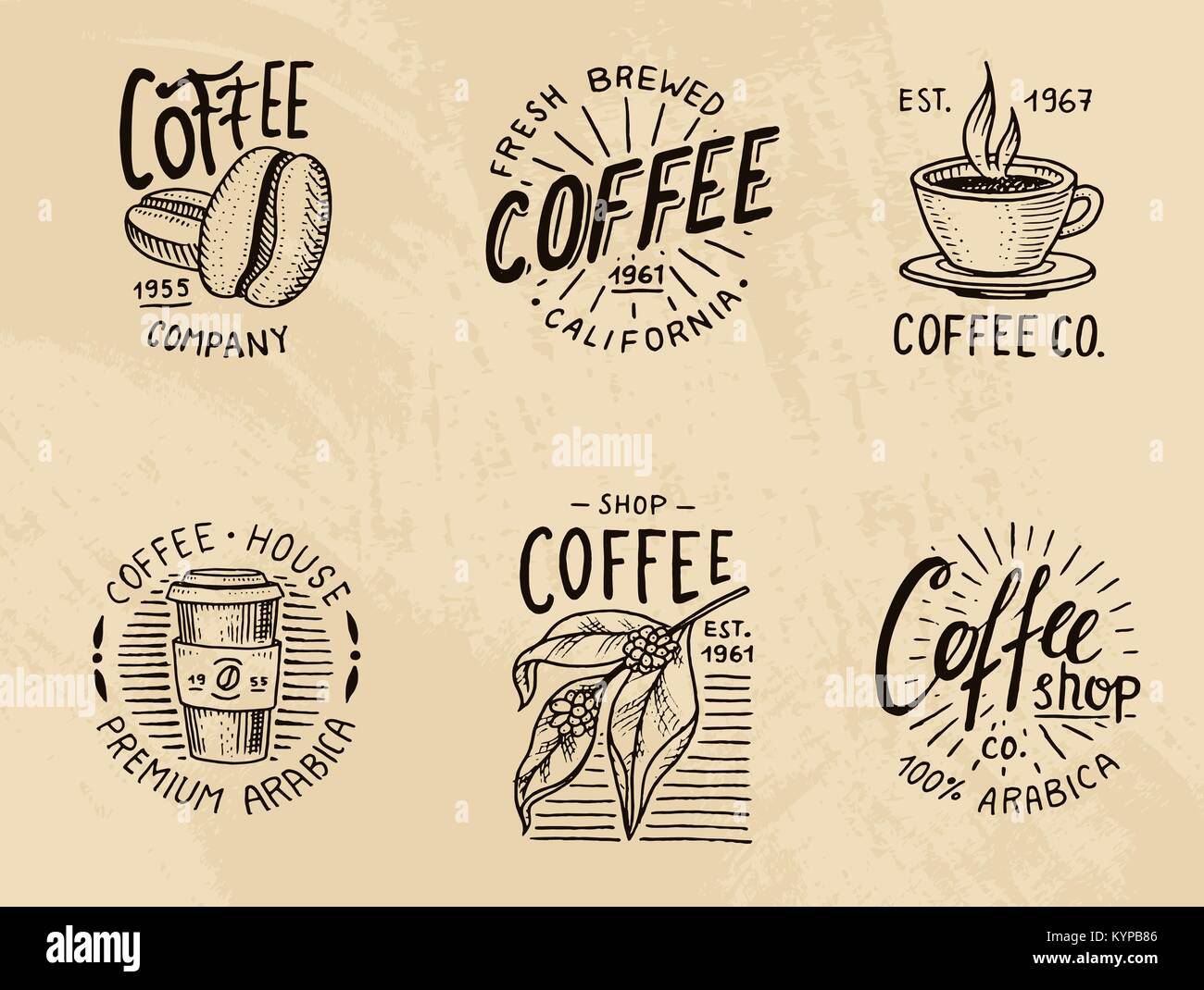 Set of coffee logos. modern vintage elements for the shop menu. Vector ...