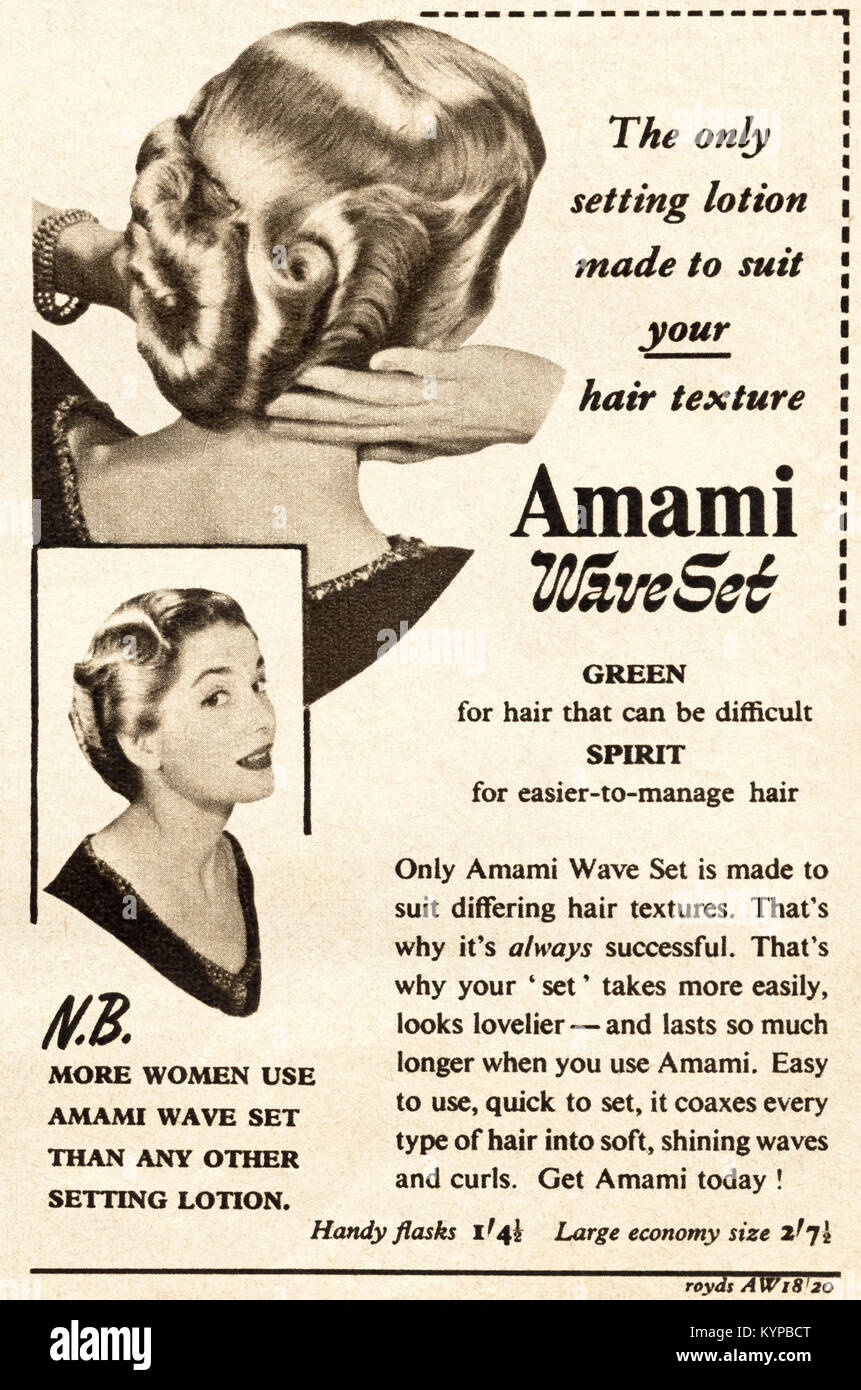 1950s old vintage original advert advertising Amami wave set for ladies ...