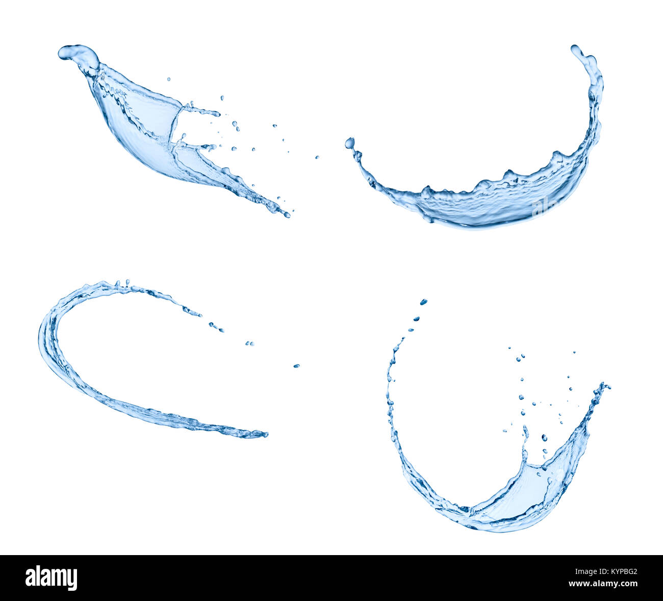 collection of various water splashes on white background. each one is ...