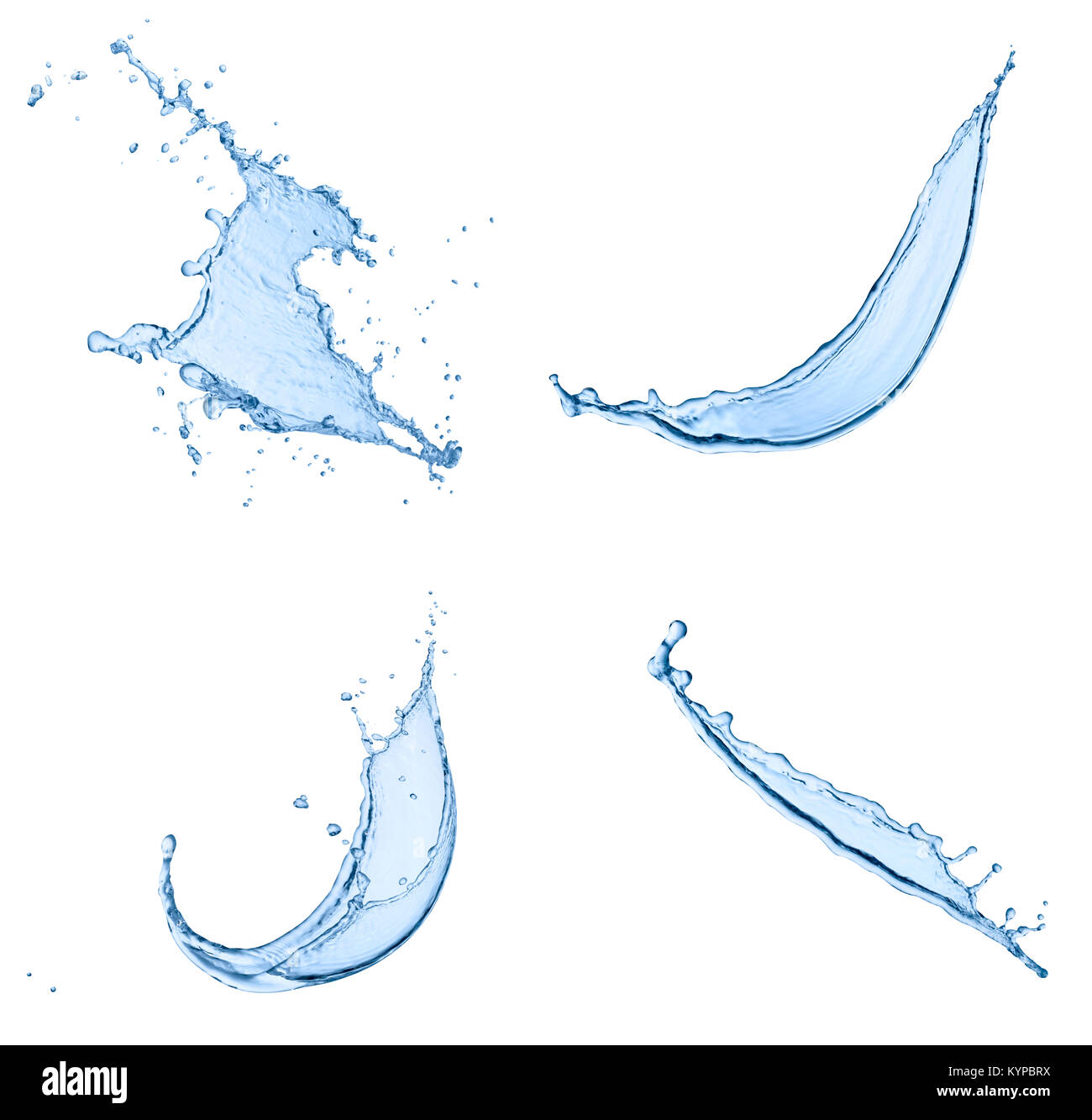 collection of various water splashes on white background. each one is ...