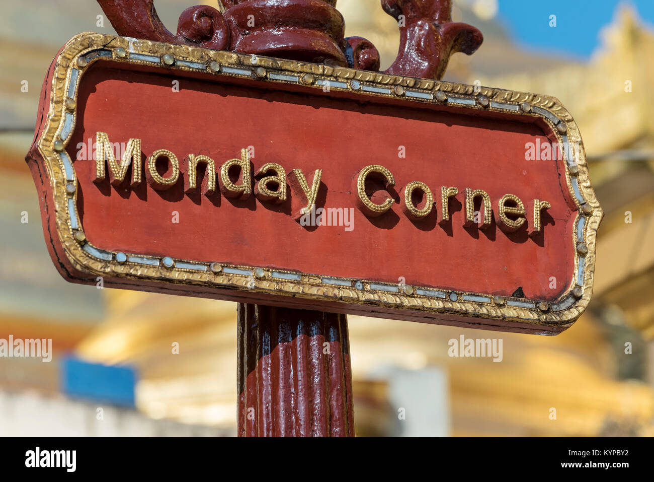 Monday planetary post, Shwedagon Pagoda, Yangon, Myanmar (Burma Stock ...