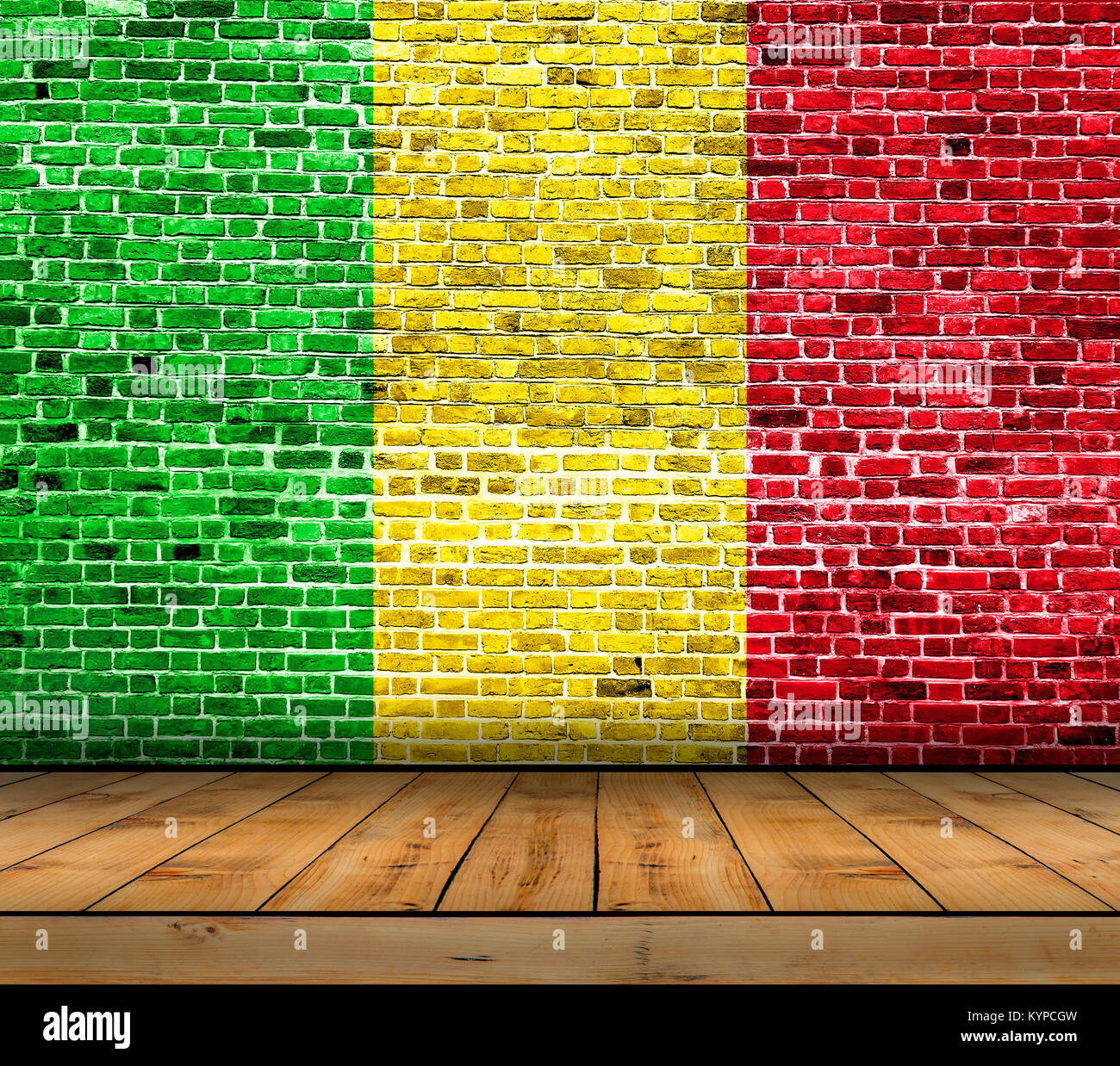 Mali flag painted on brick wall with wooden floor Stock Photo - Alamy
