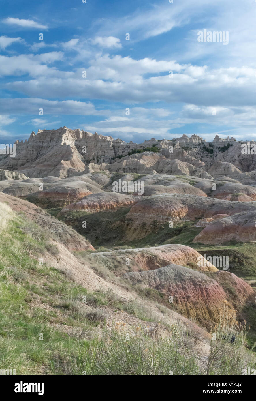 Ridges of sandstone recess into the distance under a cloudy sky Stock ...