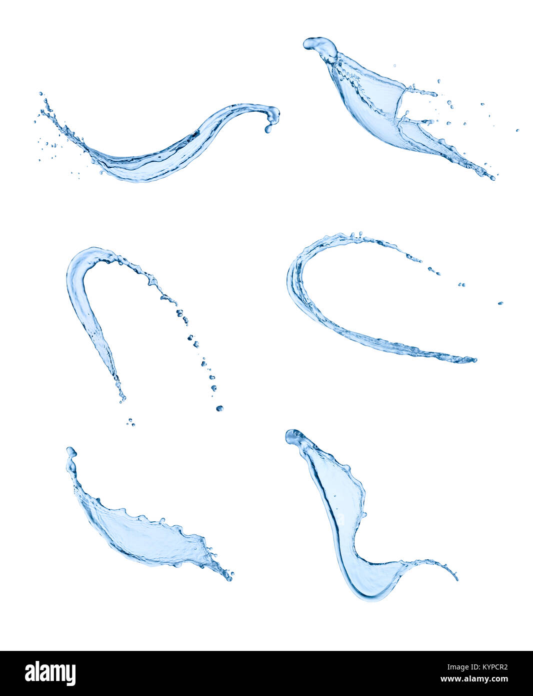 collection of various water splashes on white background. each one is ...