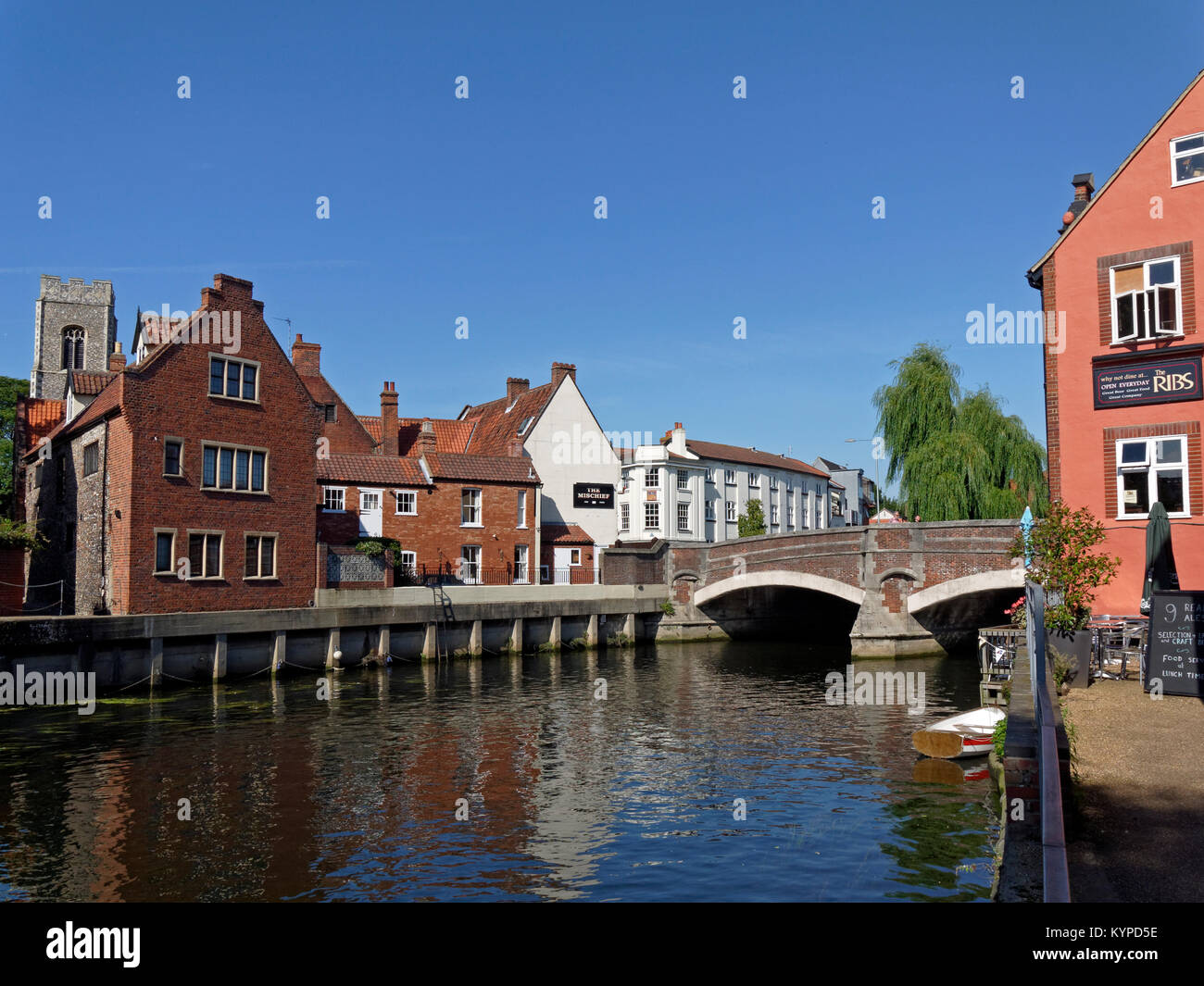 The River Wensum, at Fye Bridge in the Center of The Historic City of ...