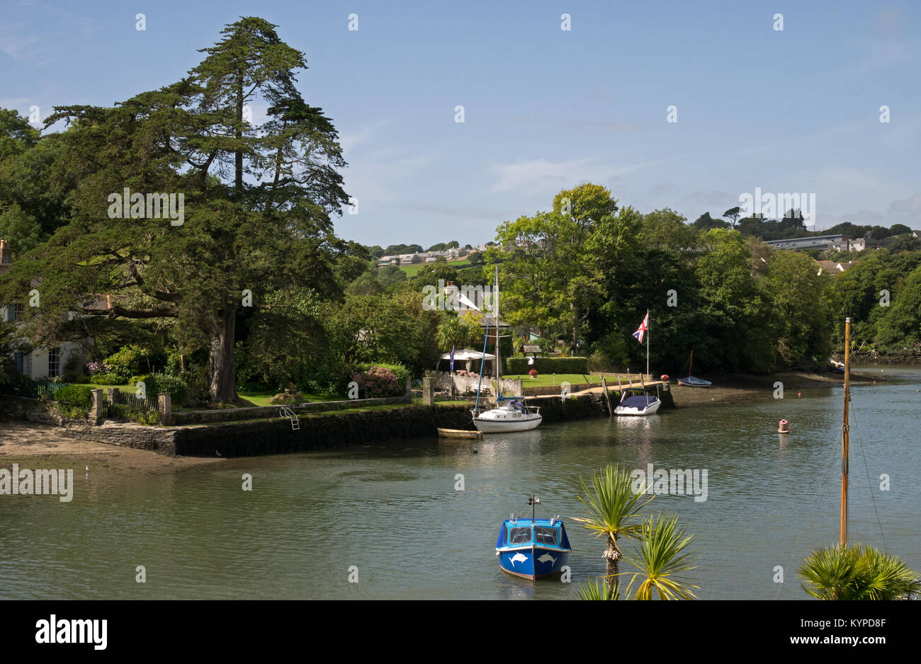 The Picturesque Kingsbridge Estuary, with Moored Boats and Palm Trees ...