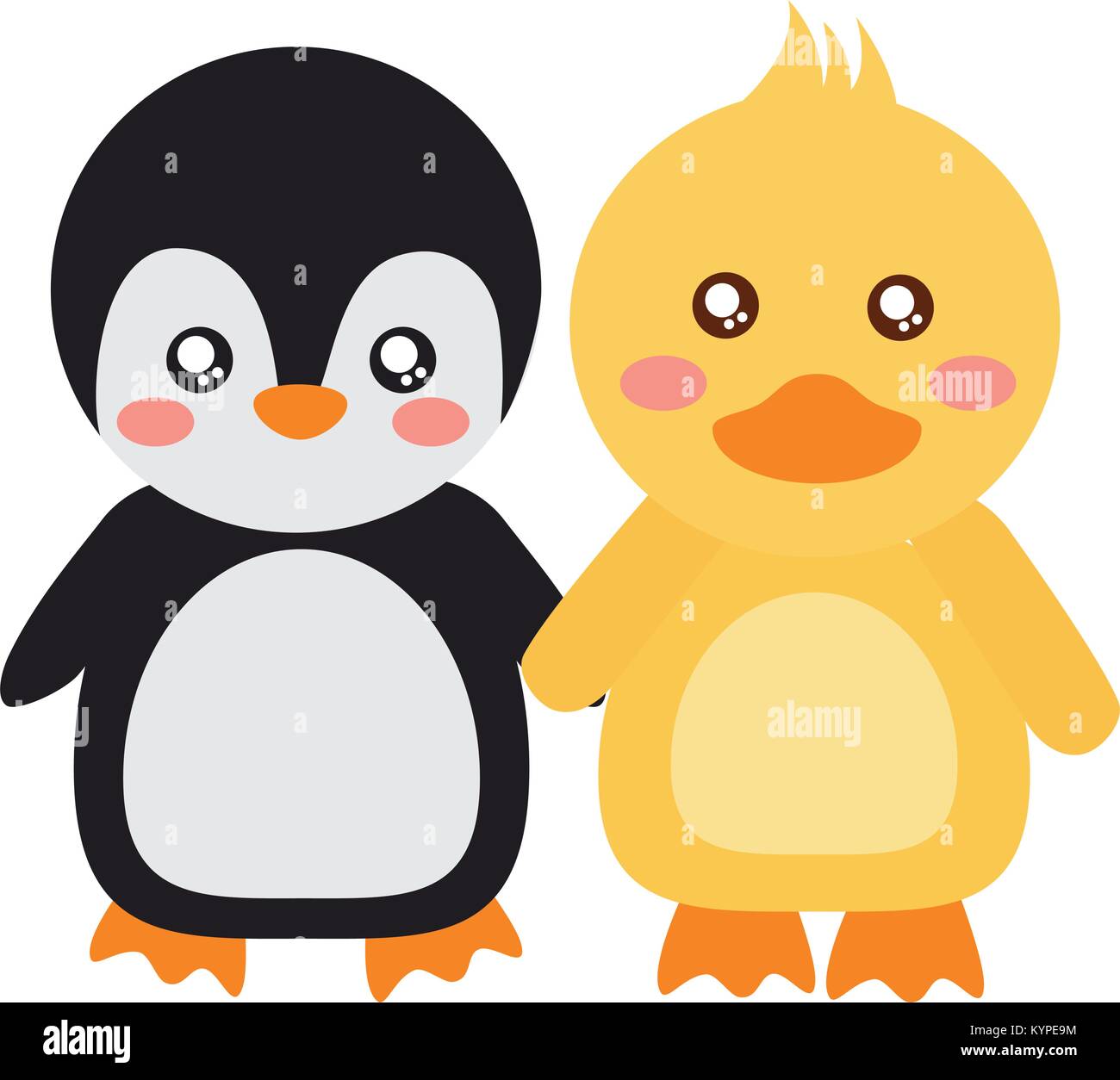 cute animals penguin and duck holding hands Stock Vector Image & Art ...