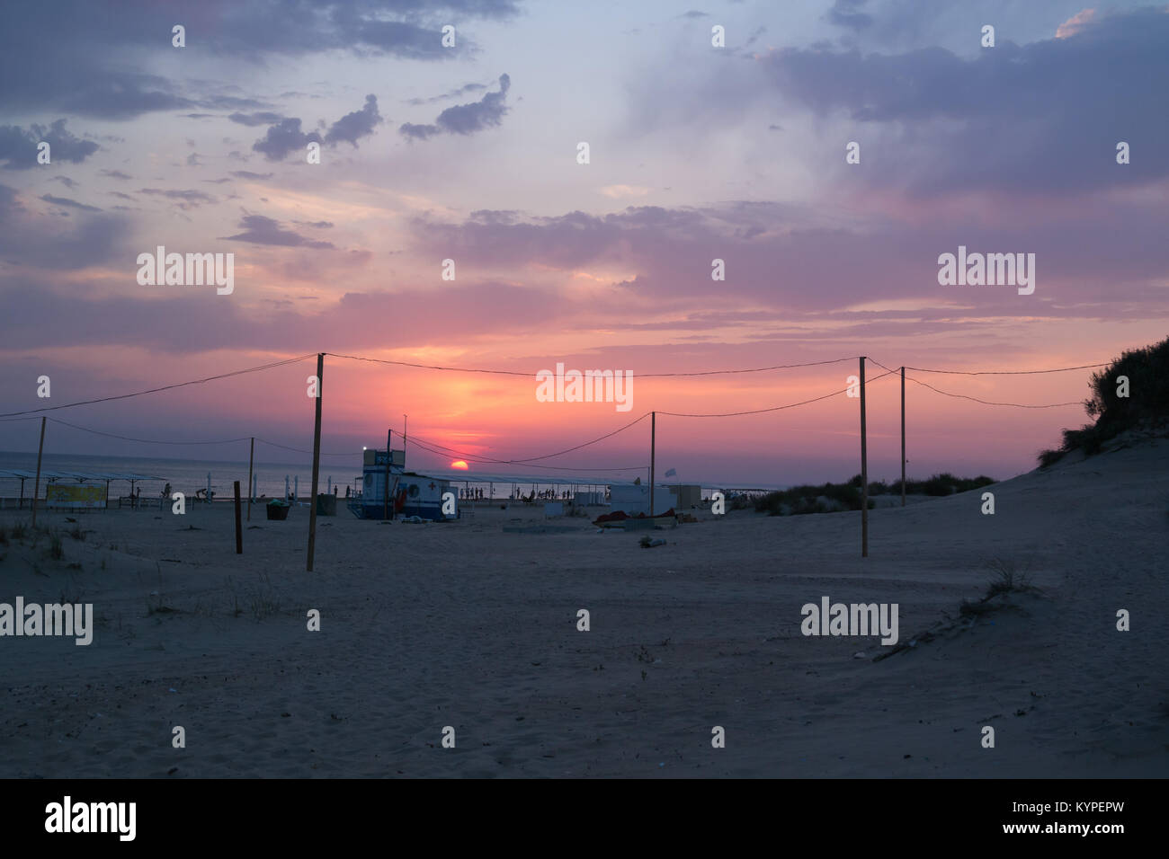 Summer sunset on the sandy beach of the Black Sea Stock Photo - Alamy