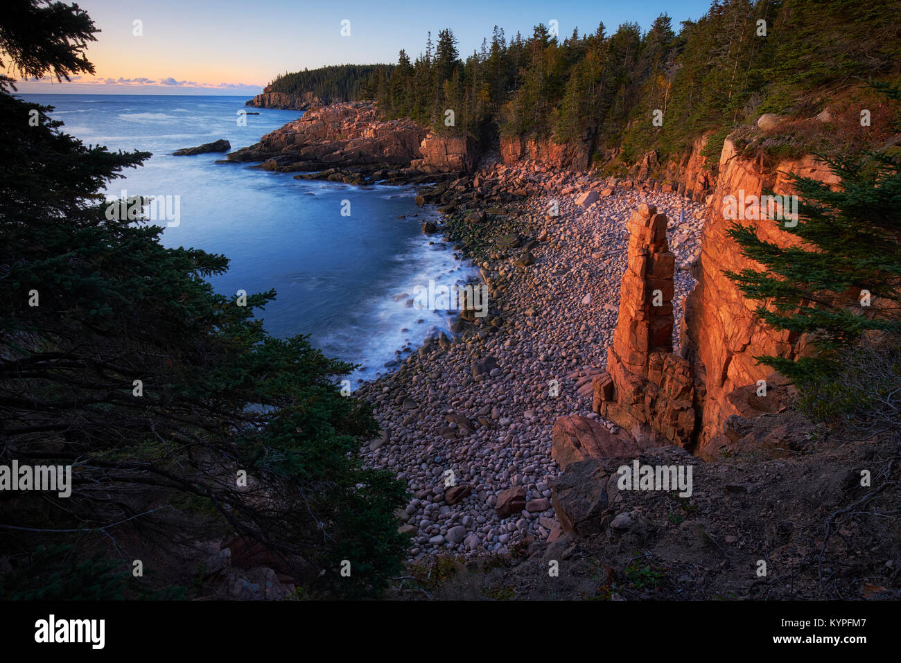 Sunrise at Monument Cove in Acadia National Park in Maine Stock Photo ...