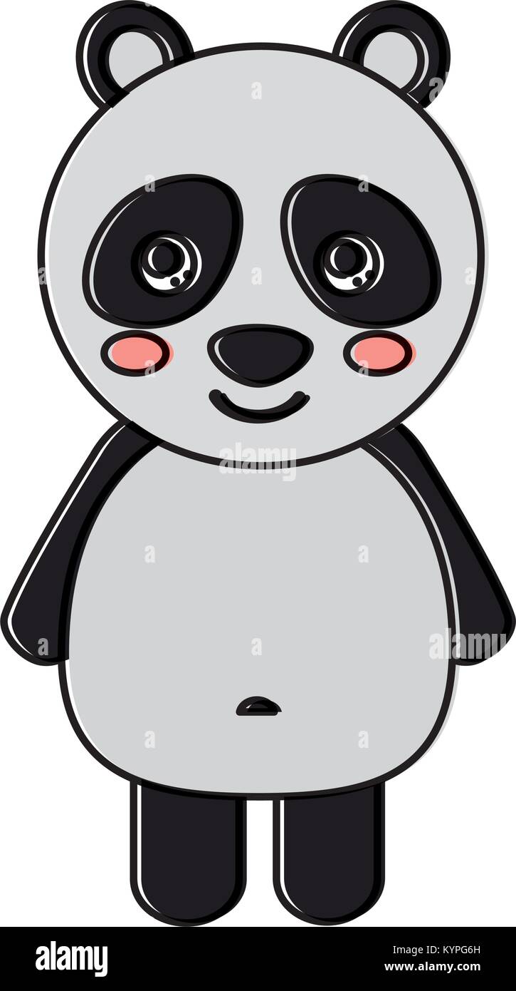 cute panda bear animal standing cartoon wildlife Stock Vector Image ...