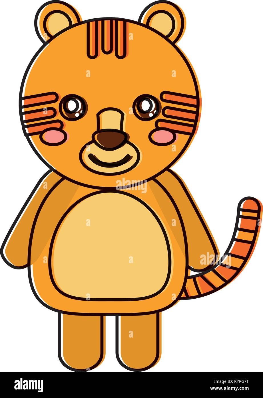 cute animal tiger standing cartoon wildlife Stock Vector Image & Art ...