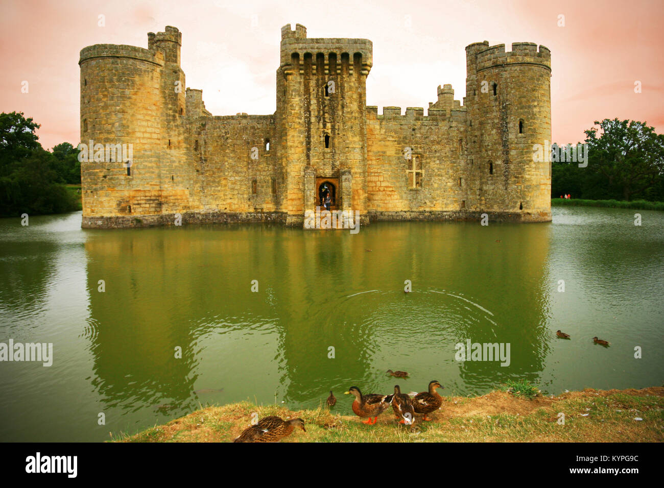 The National Trust 14th century Bodiam castle, medieval moated castle ...