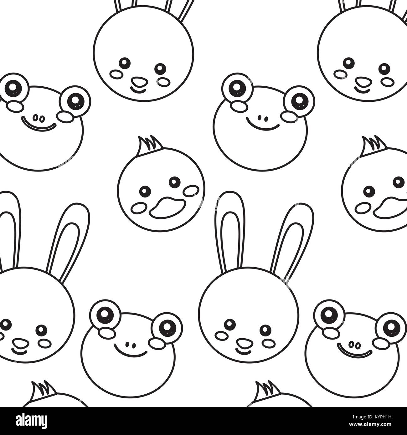 frog duck rabbit bunny cute animals pattern image Stock Vector Image ...