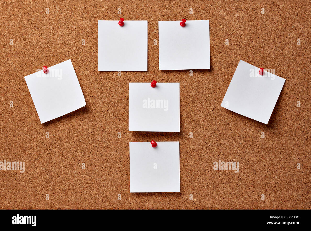 close up of note papers with pushpins on a corkboard Stock Photo - Alamy