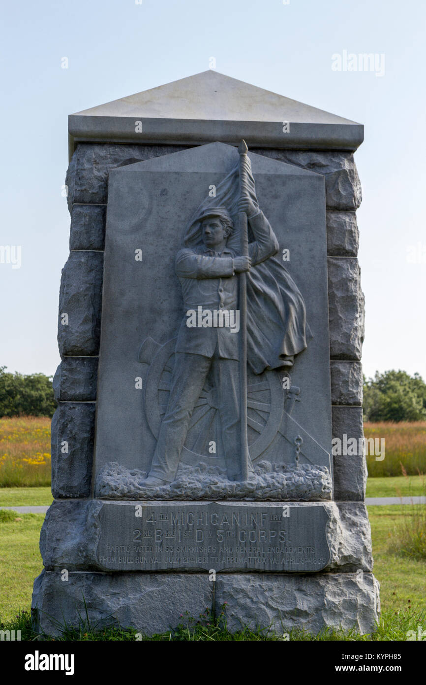 The 4th Michigan Infantry Monument, Gettysburg National Military Park ...