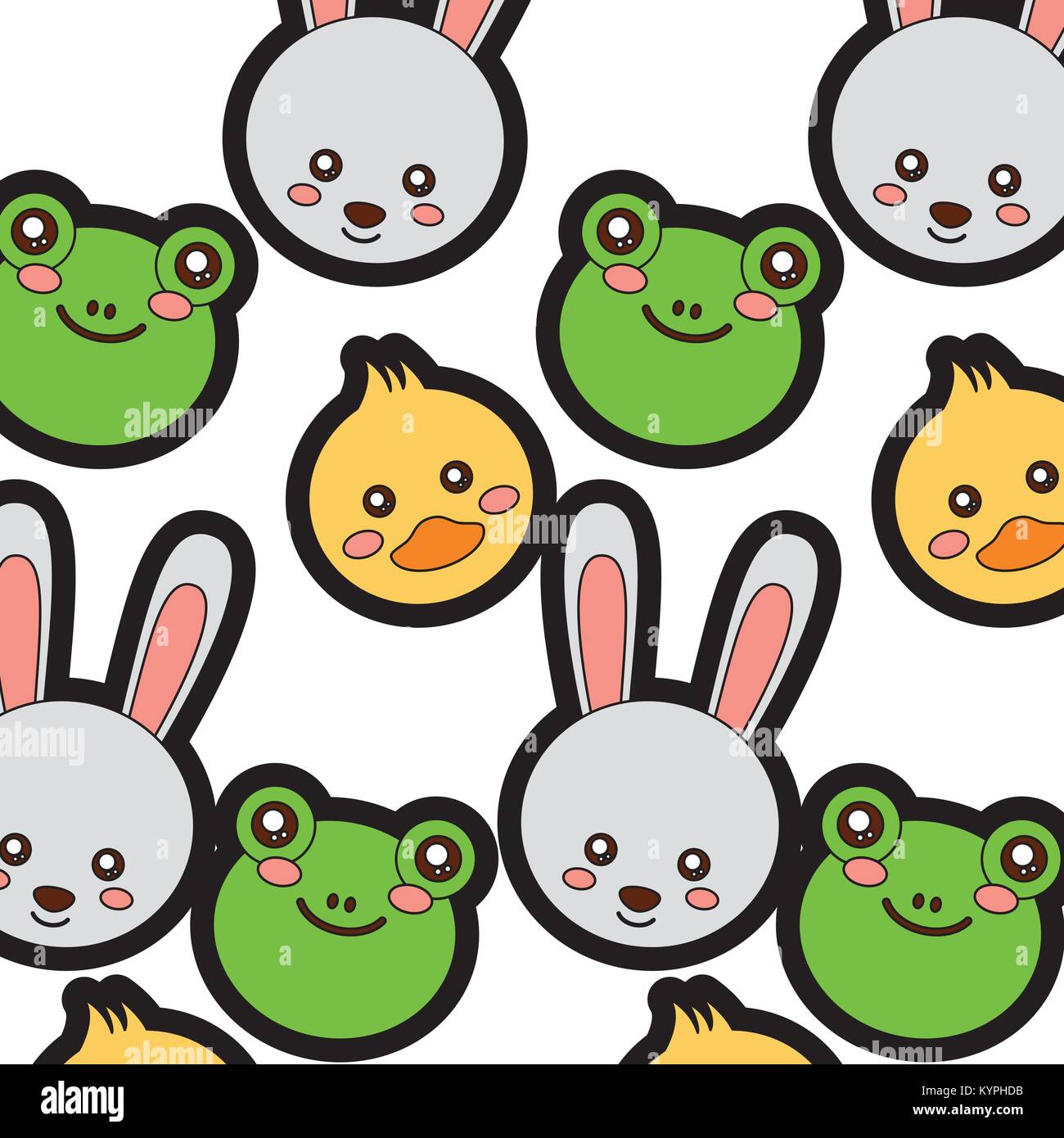 frog duck rabbit bunny cute animals pattern image Stock Vector Image ...