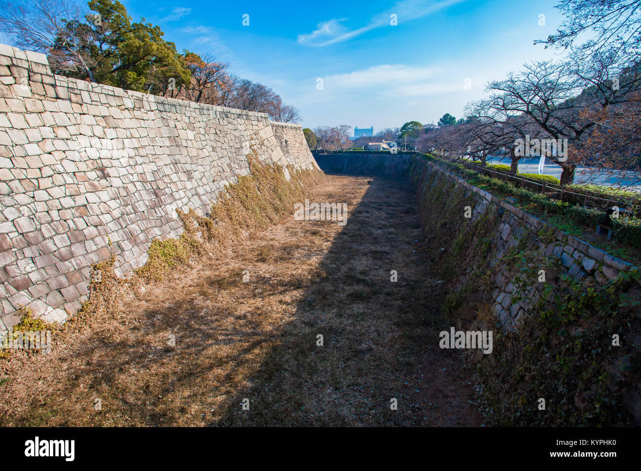 A section of Osaka Castle's moat all dried up in winter Stock Photo - Alamy