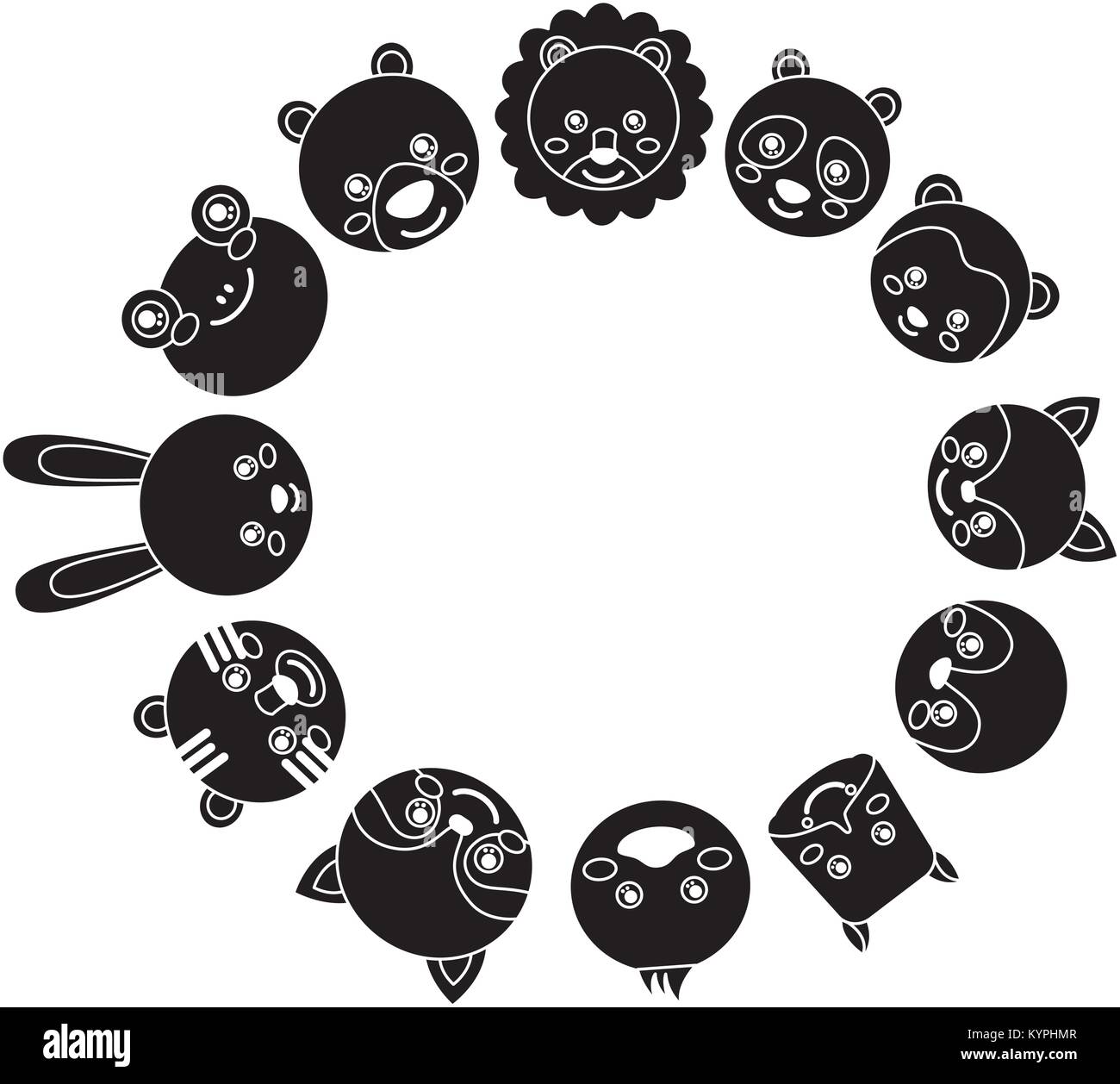 cute animals circle with head wildlife funny Stock Vector Image & Art ...